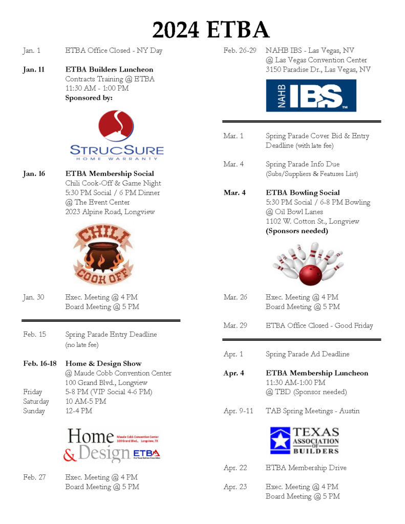 Annual Events - East Texas Builders Association - East Texas Builders ...