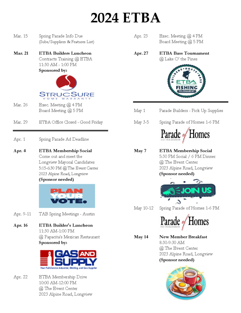 Annual Events - East Texas Builders Association - East Texas Builders ...