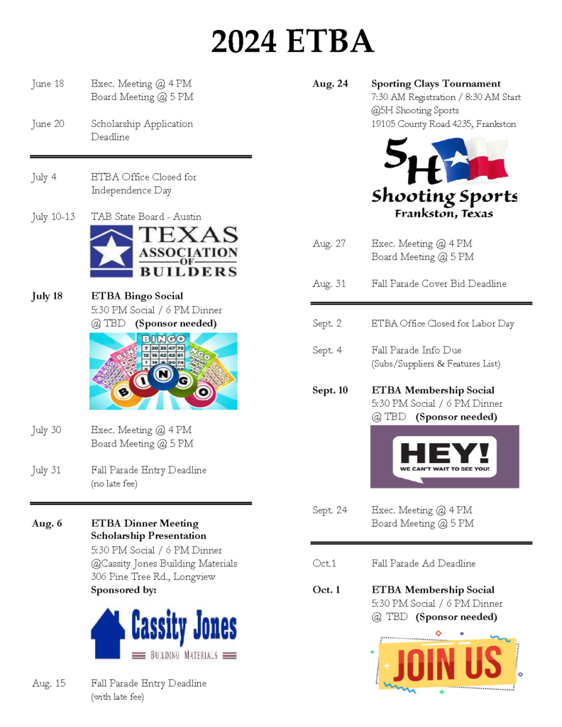 Annual Events - East Texas Builders Association - East Texas Builders ...
