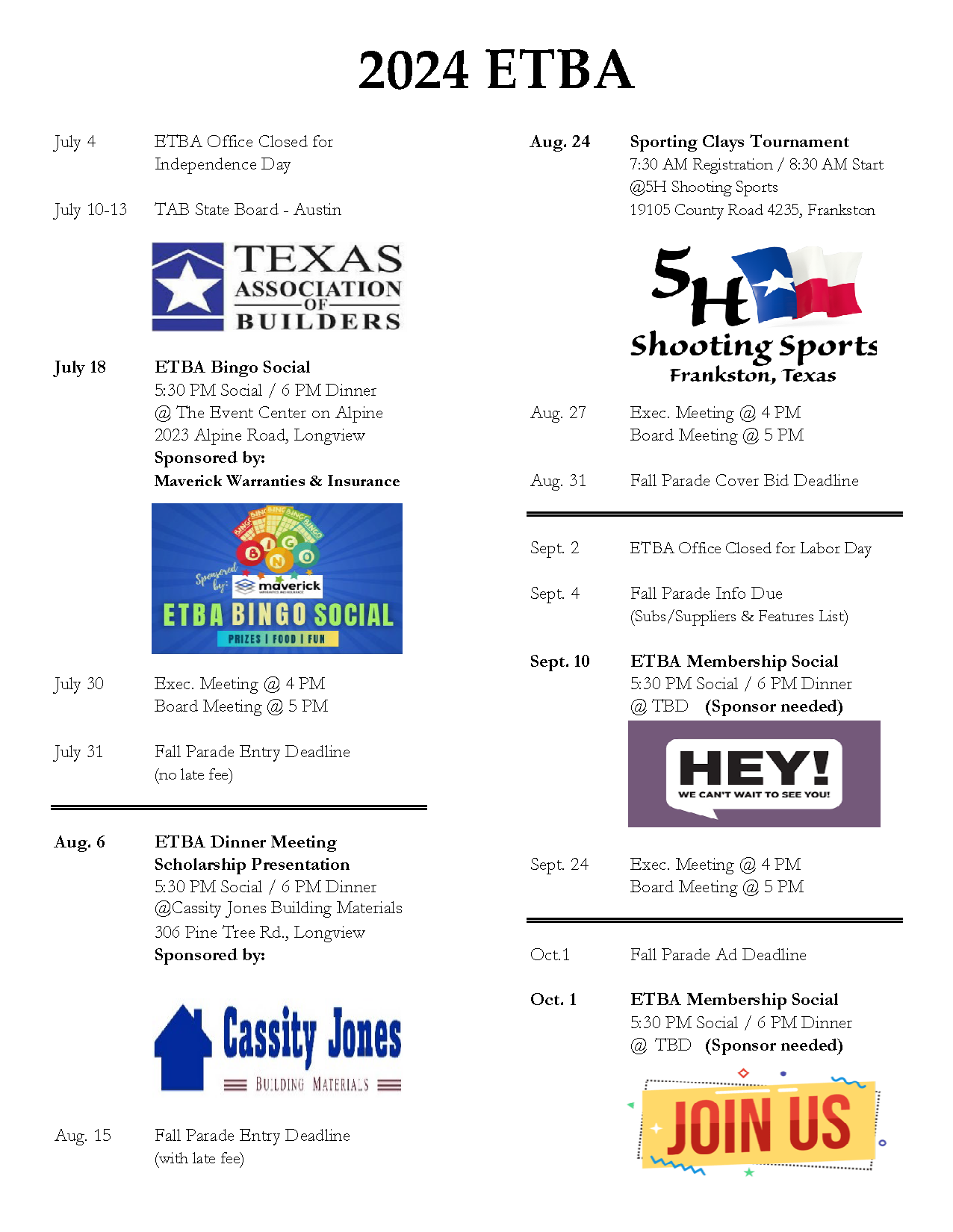 Annual Events - East Texas Builders Association - East Texas Builders ...