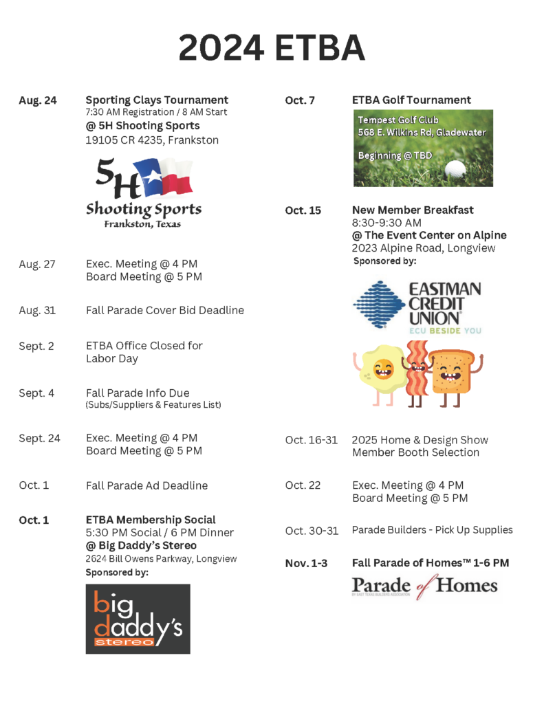 Annual Events - East Texas Builders Association - East Texas Builders ...